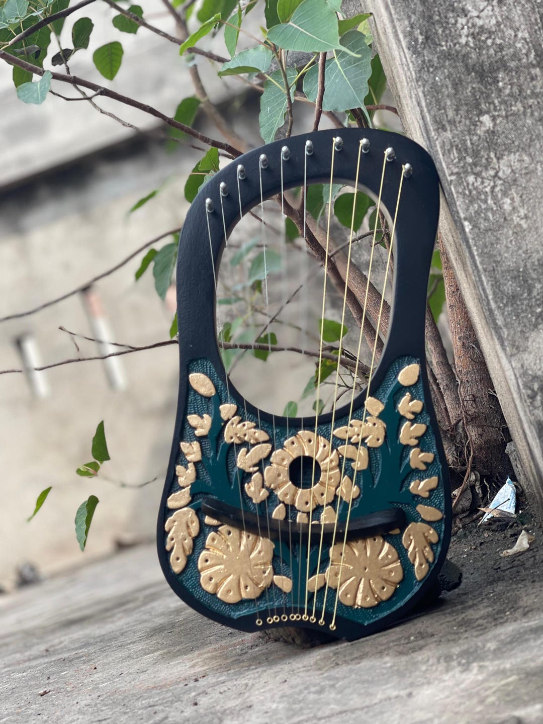 Handmade Lyre Harp 10-string Floral Design Rosewood Celtic Harp With ...