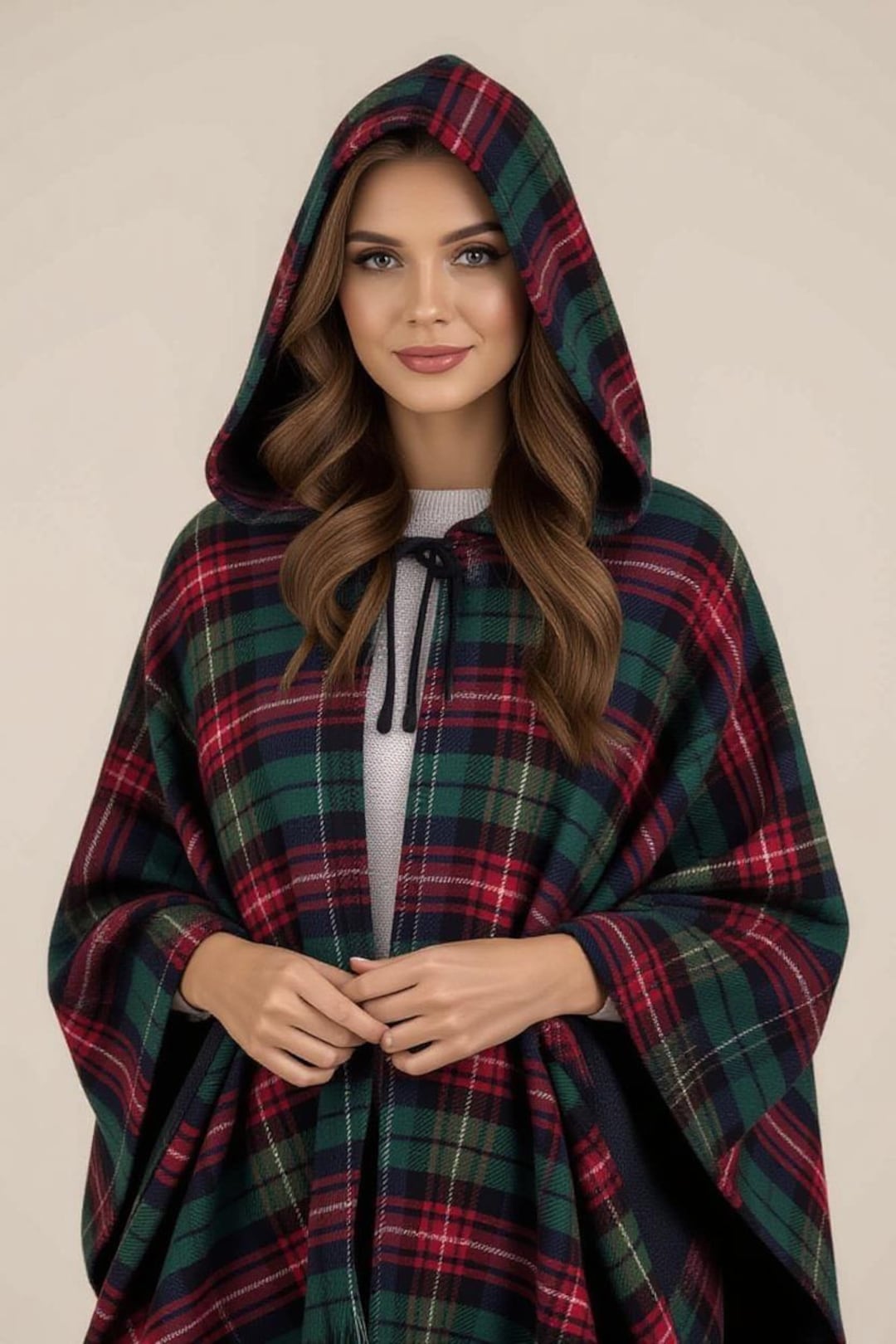 Handmade Scottish Tartan Hooded Ruana: Wool Plaid Cape - Etsy