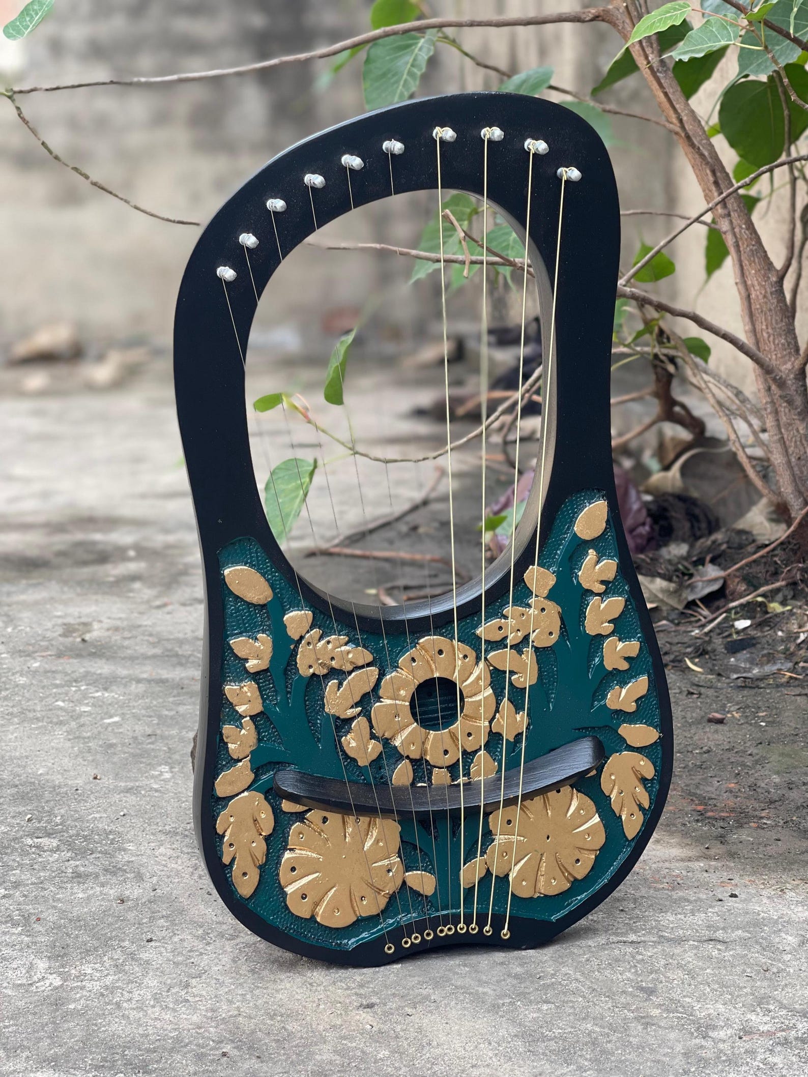 Handmade Lyre Harp 10-string Floral Design Rosewood Celtic Harp With ...