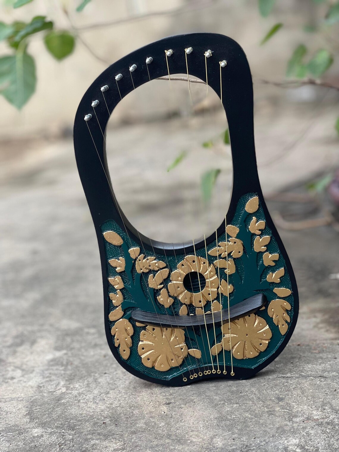 Handmade Lyre Harp 10-string Floral Design Rosewood Celtic Harp With ...