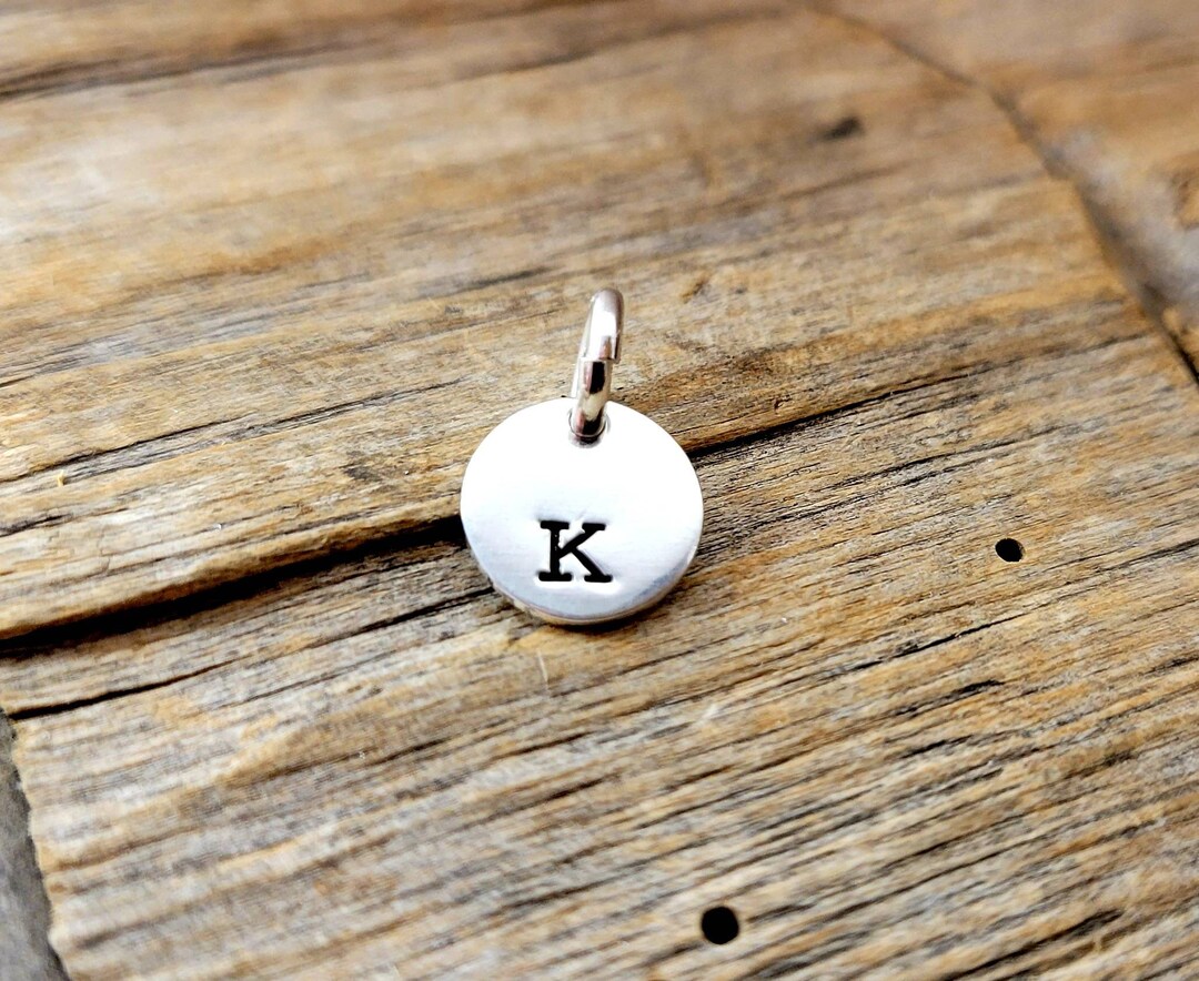 Silver Initial Charm, Circle Charm Personalized Initial Charm, Monogram ...