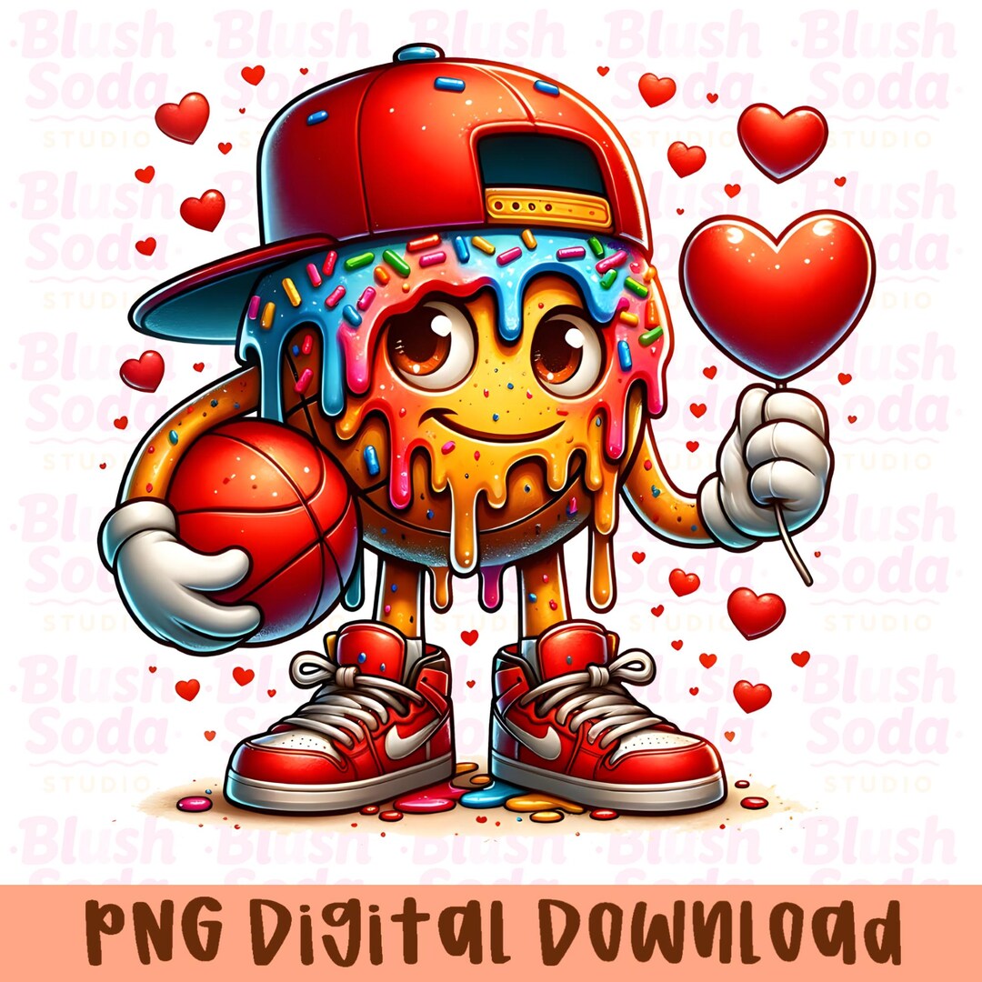 Melting Basketball Valentine PNG, Cute Heart Hoop Design - Etsy
