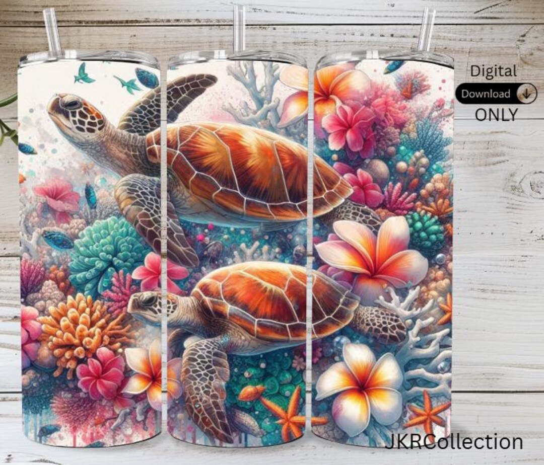 Turtle Tumbler Wrap: Sea Life Sublimation Design (digital Download) - Etsy