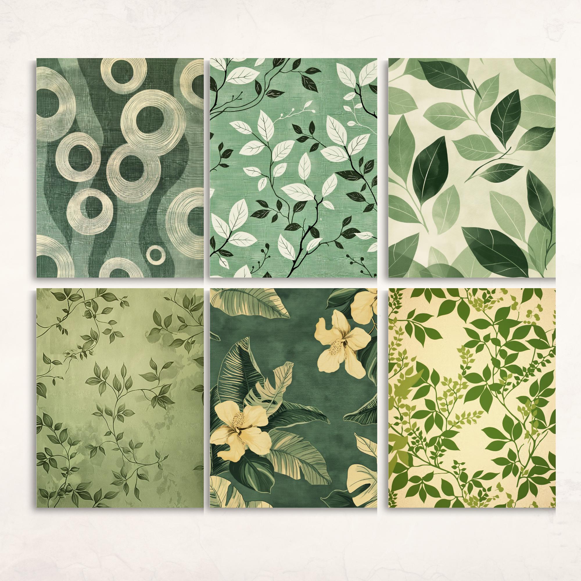 Retro Sage Green Digital Paper Vintage Junk Journal Inserts ...