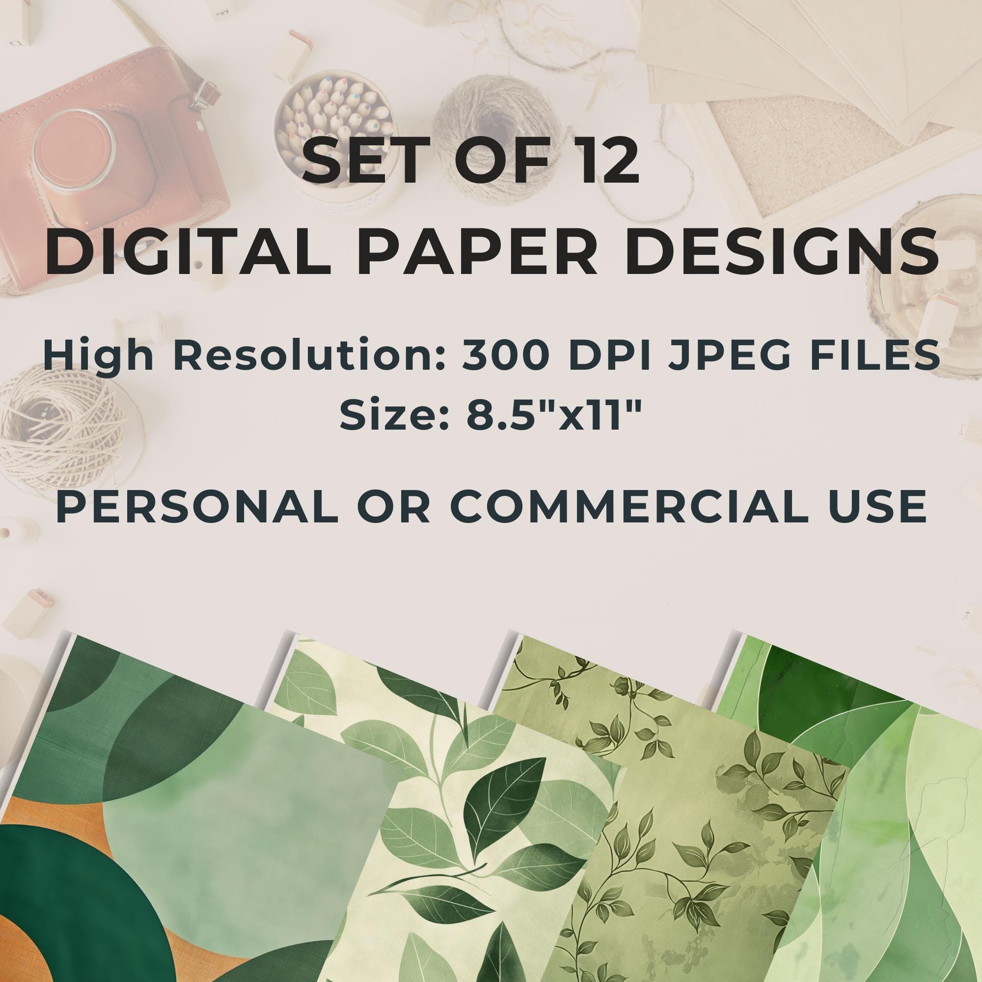 Retro Sage Green Digital Paper Vintage Junk Journal Inserts ...