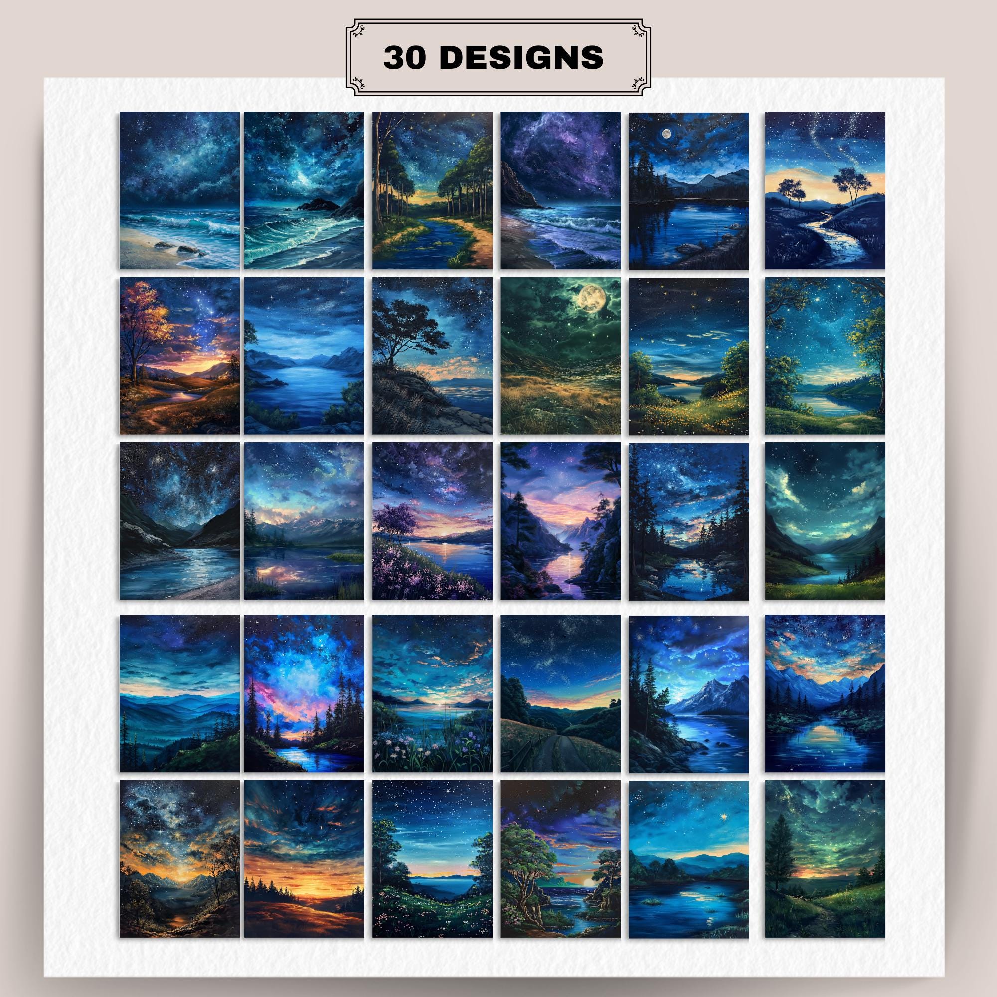 Starry Skies Digital Paper Night Sky Digital Art Background Card Making ...