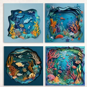 Under the Sea Clipart Bundle Paper Cut Art Nautical Digital Paper Junk ...