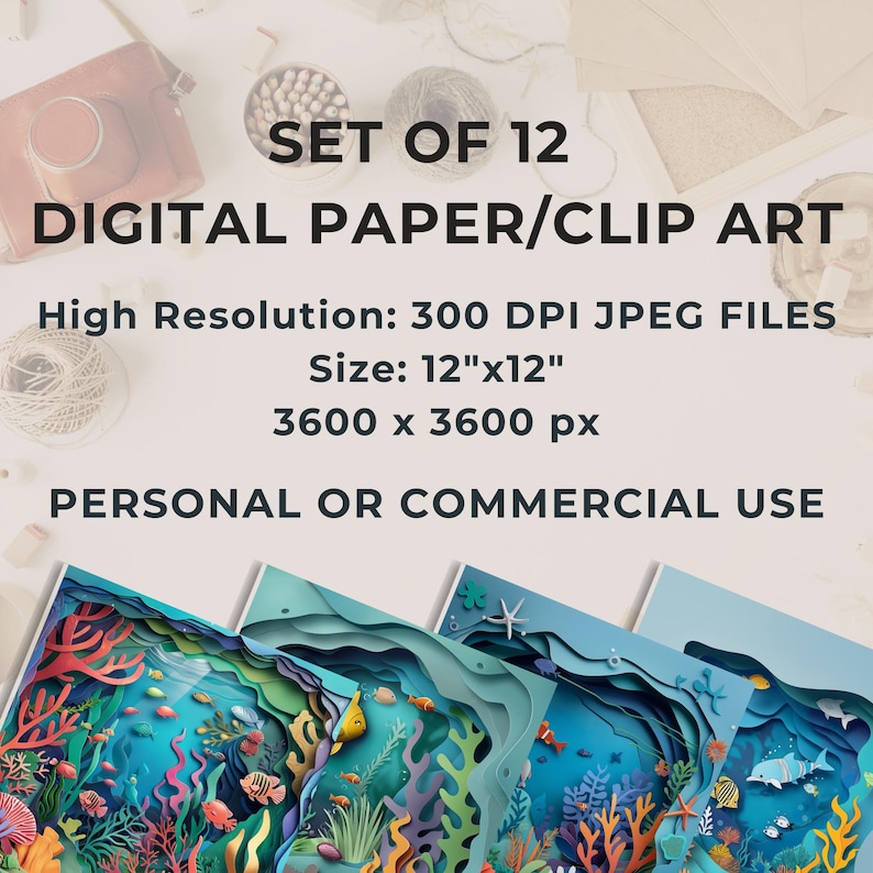 Under the Sea Clipart Bundle Paper Cut Art Nautical Digital Paper Junk ...