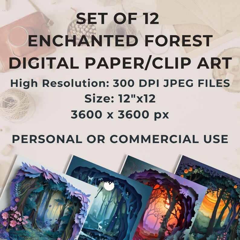 Enchanted Forest Clipart Bundle: 3D Paper Cut Style (digital Download ...