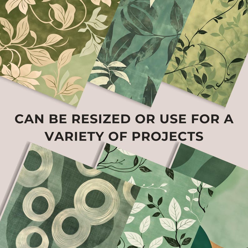 Retro Sage Green Digital Paper Vintage Junk Journal Inserts ...