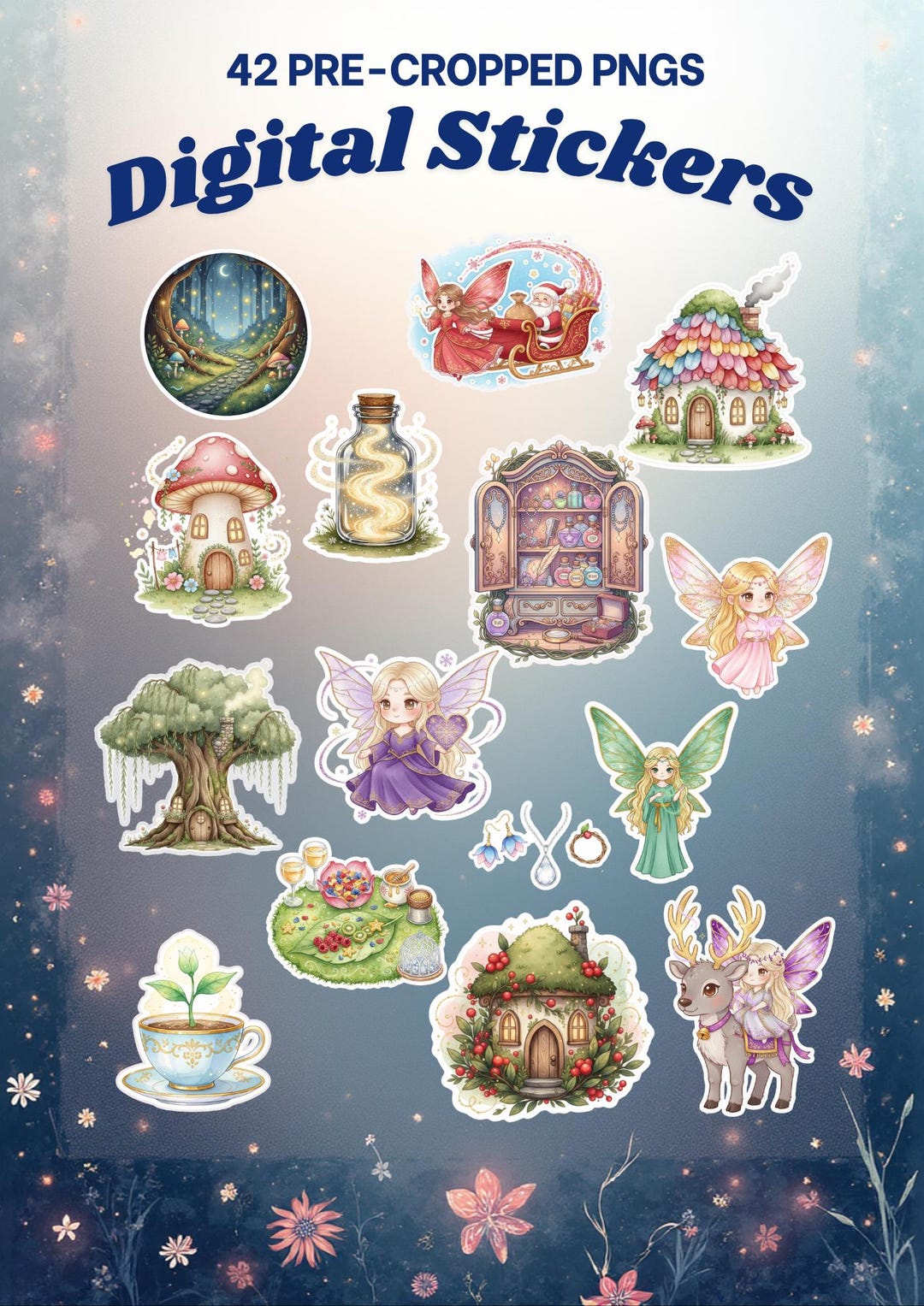Christmas Fairy Sticker Pack | Holiday Scrapbooking (digital PNG) - Etsy