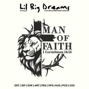 Man of Faith Embroidery Design, Christian Embroidery, DST PES File for ...
