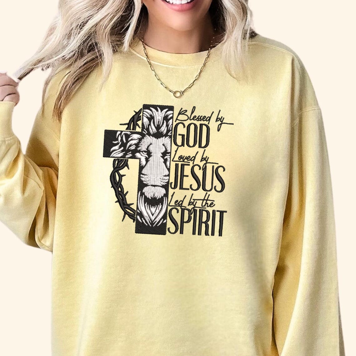 Blessed by God Embroidery Design, Boho God Embroidery Design, Christian ...