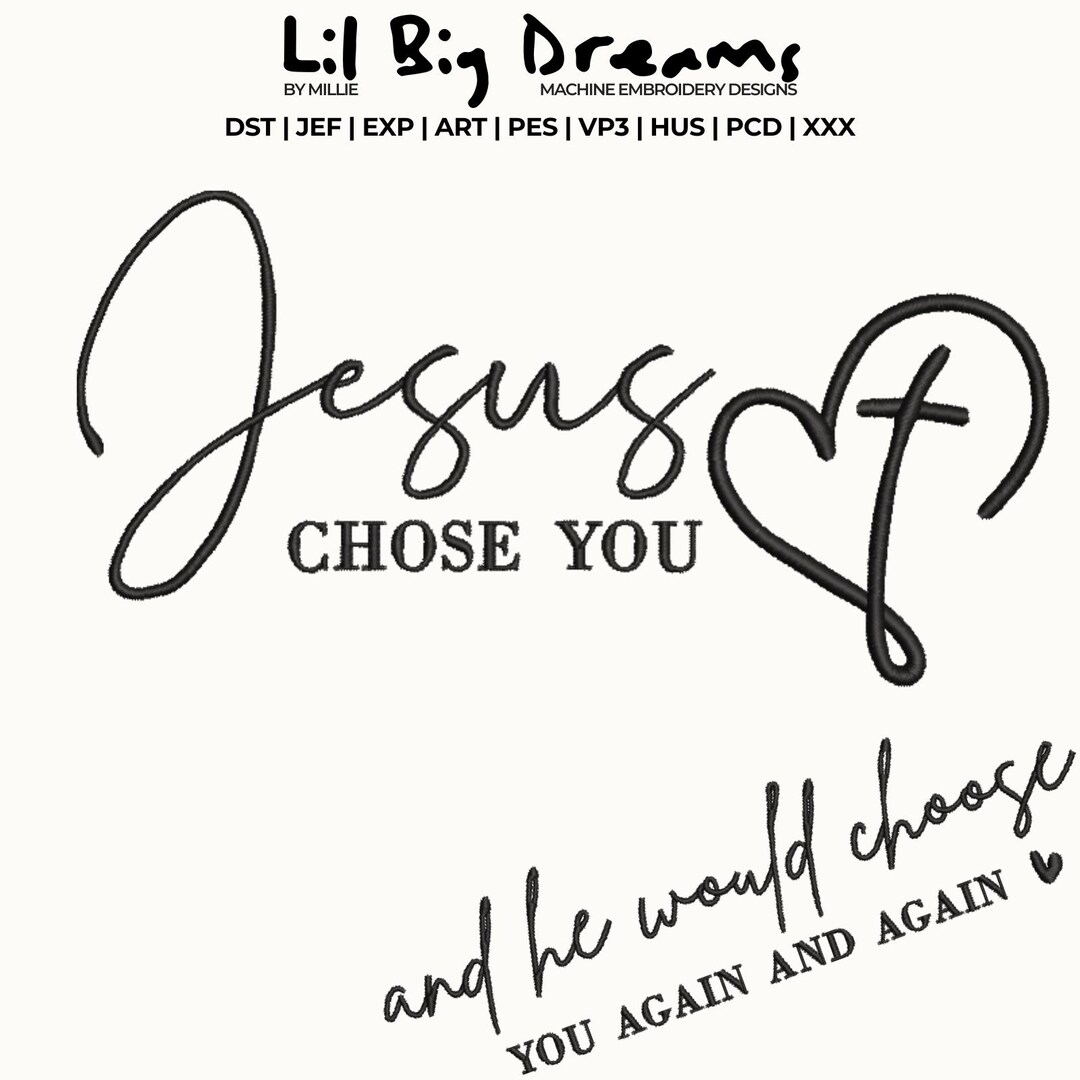 Jesus Chose You Embroidery Design, Boho Christian Embroidery Design ...