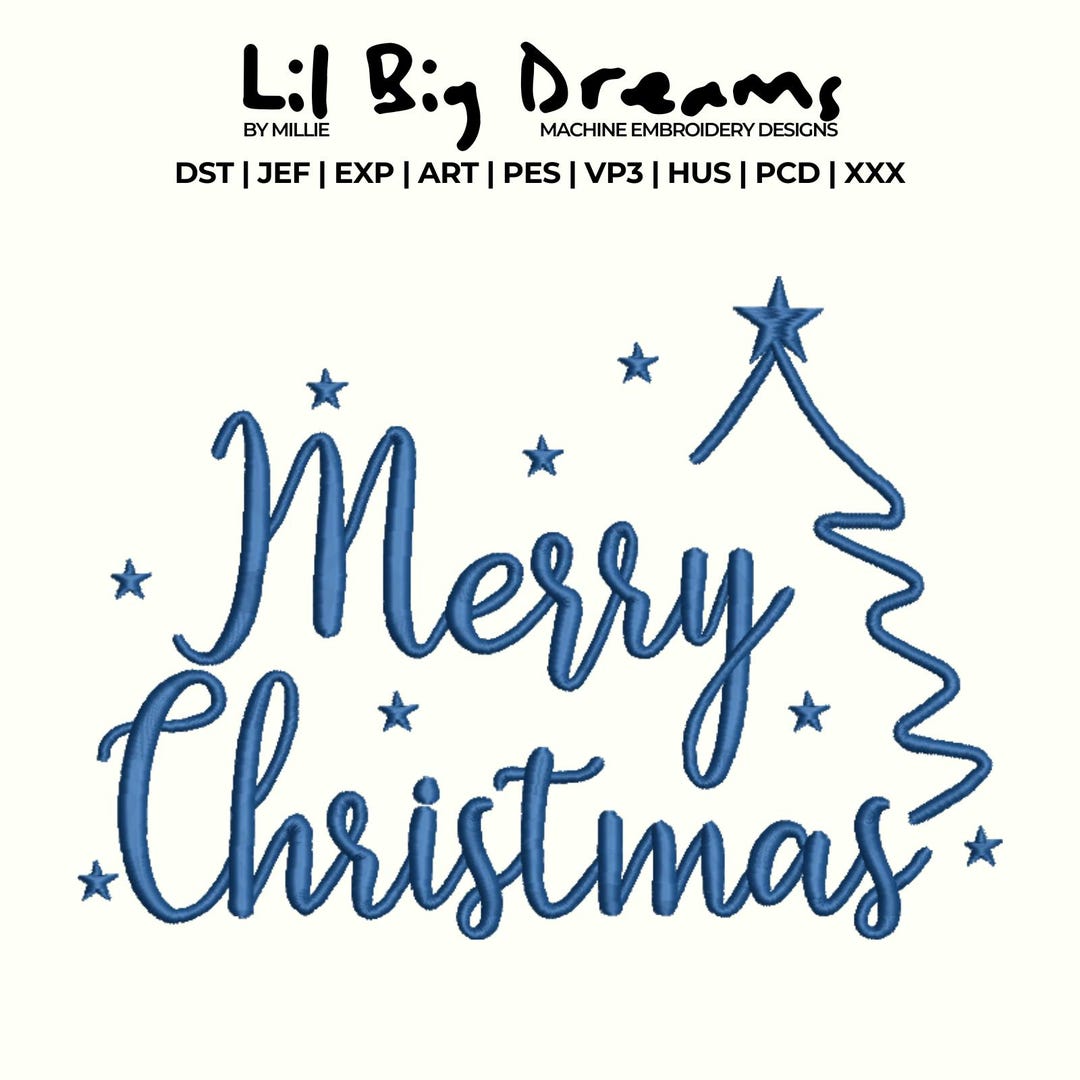 Christmas Embroidery Files, Merry Christmas Embroidery Files 4 Sizes 9 ...
