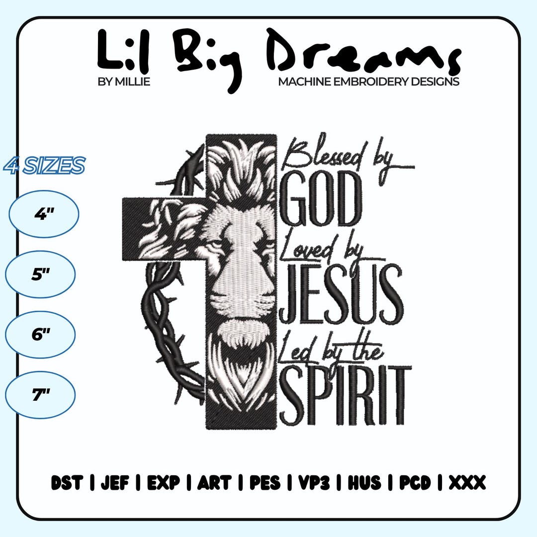 Blessed by God Embroidery Design, Boho God Embroidery Design, Christian ...