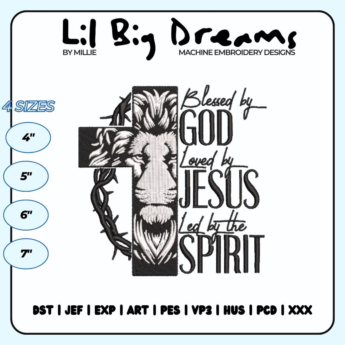 Blessed by God Embroidery Design, Boho God Embroidery Design, Christian ...