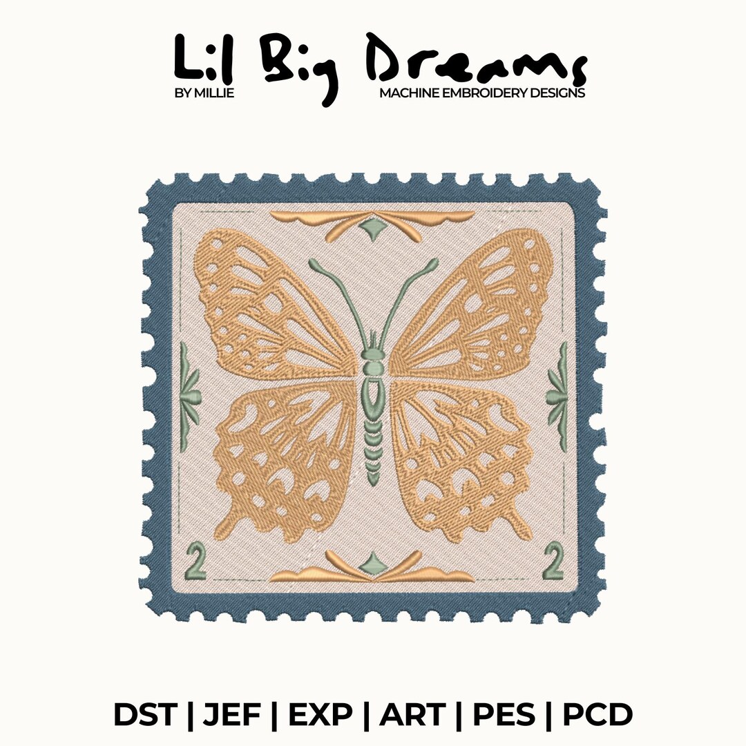 Butterfly Stamp Embroidery Design, Decorative Pattern, DST PES File for ...