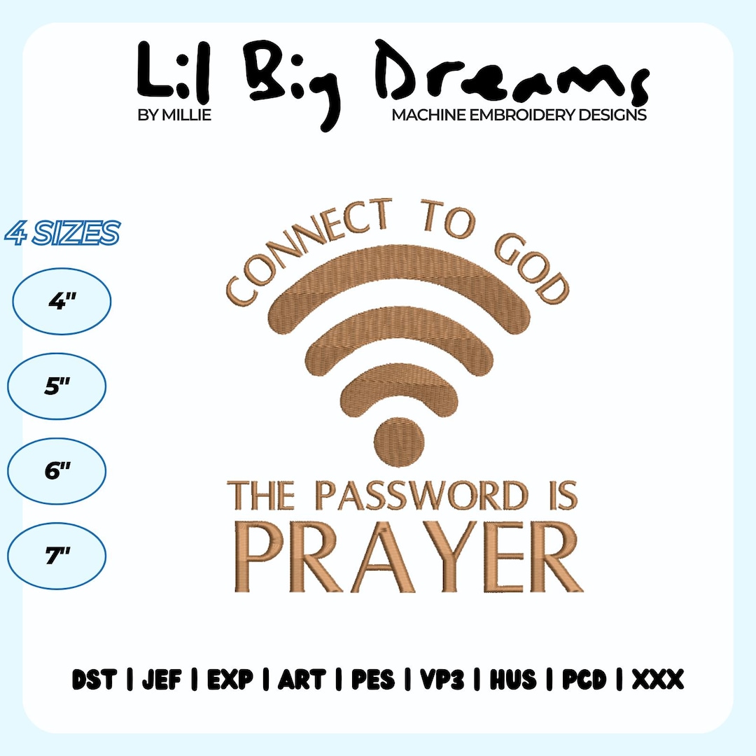 Connect to God the Password is Prayer Embroidery Design, Prayer ...