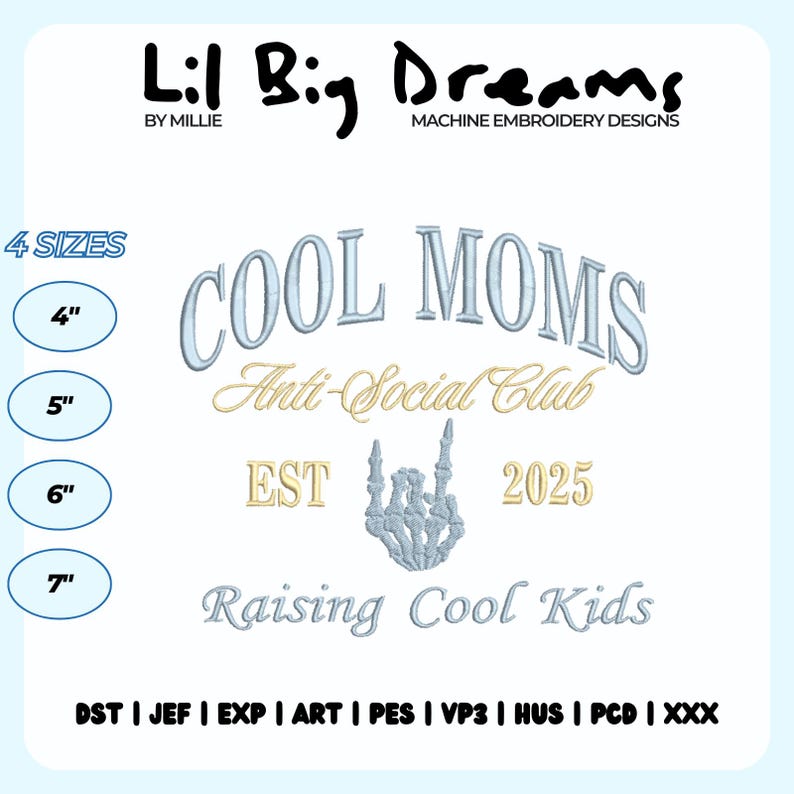 Cool Moms Club Embroidery Design, Funny Feral Unhinged Mom Housewife ...