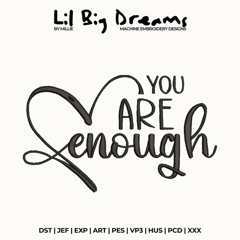 You Are Enough Embroidery Design, Christian Embroidery, DST PES File ...