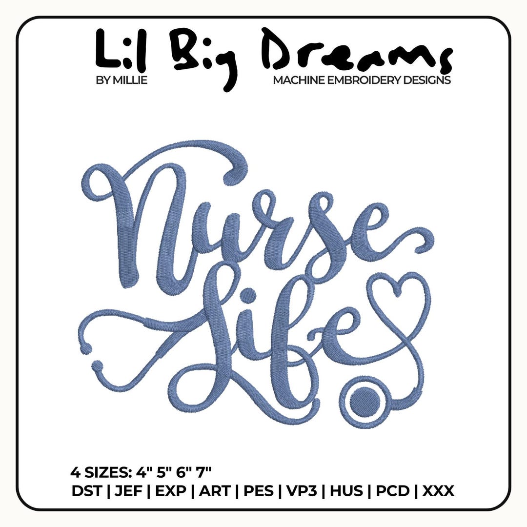 Nurse Life Embroidery Design, Nursing School Embroidery Design, Nursing ...