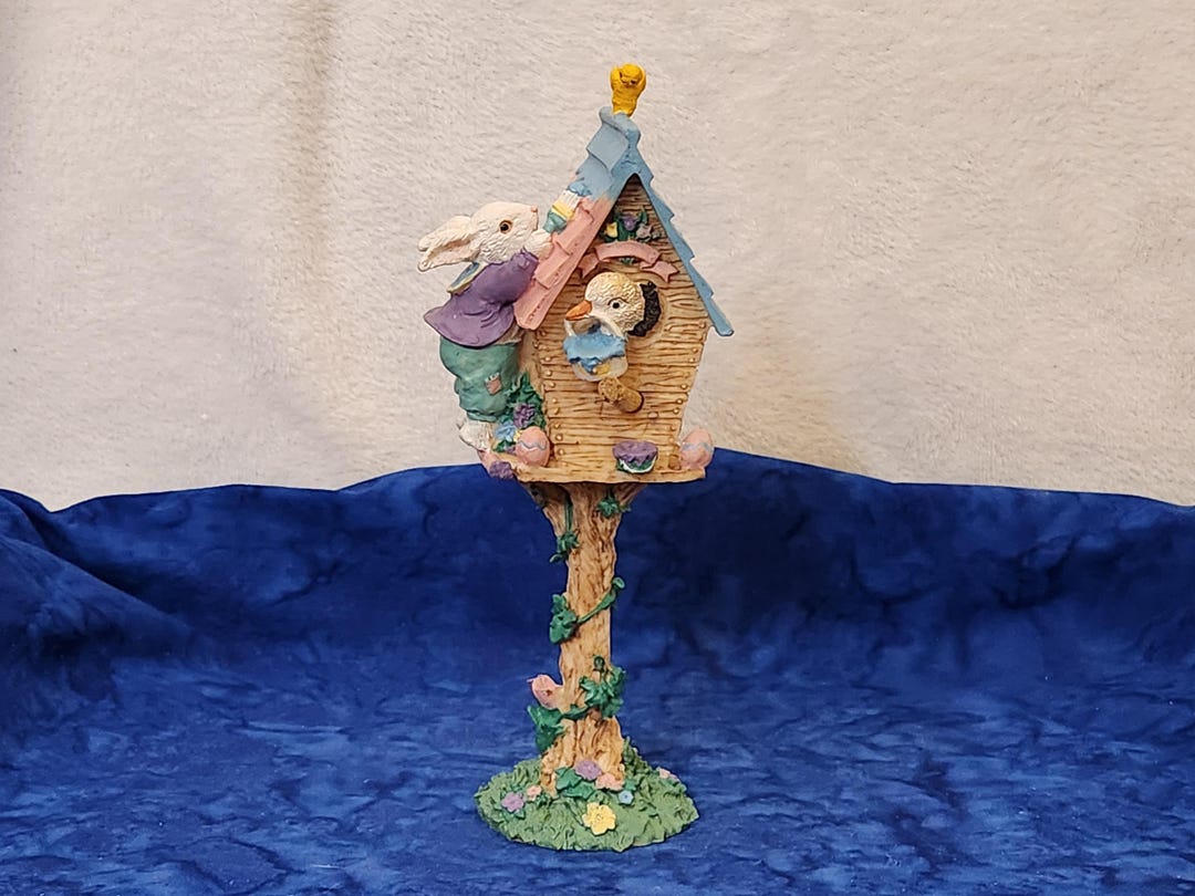 Easter Bunny Birdhouse House With Bunny Painting It With Eagle Holiday ...