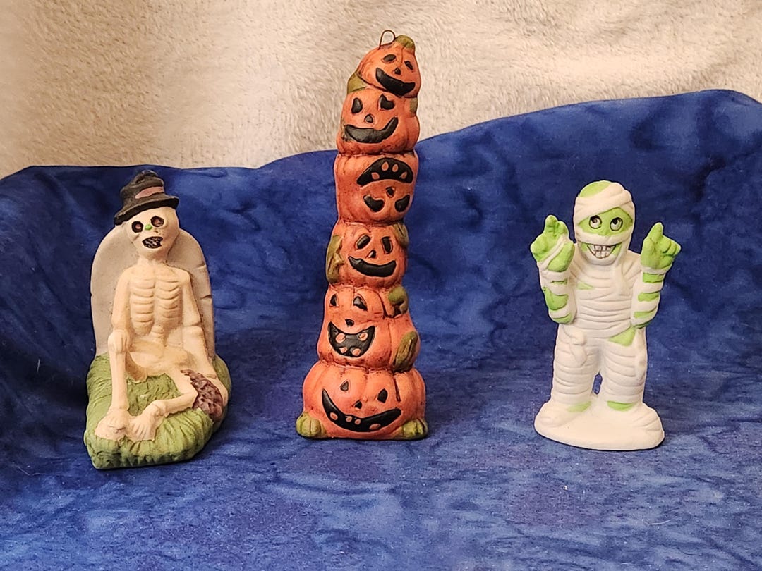 Skeleton Mummy Jack O Lantern Stack Halloween Holiday Home Décor ...