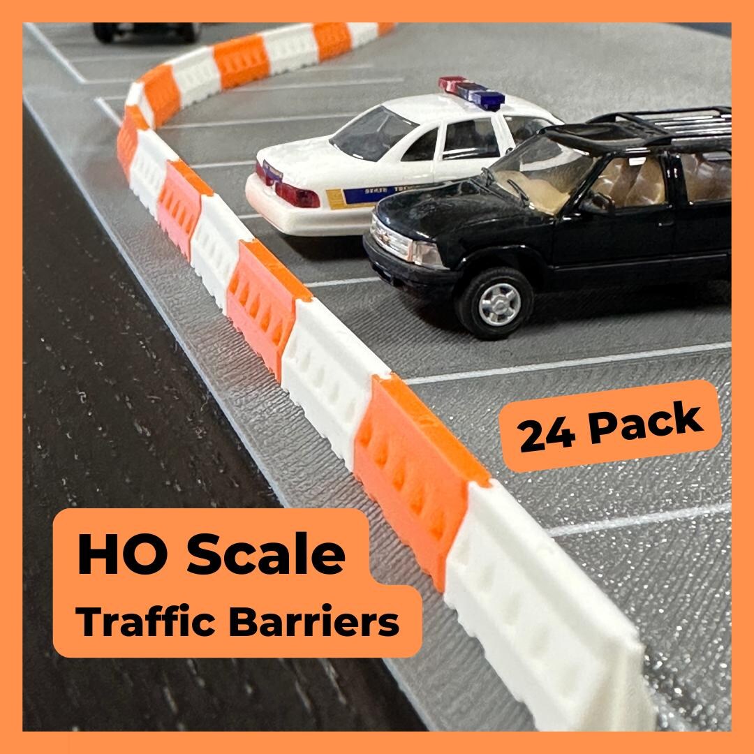 HO Scale Road Construction Barriers 24 Pack – Interlocking Orange White ...