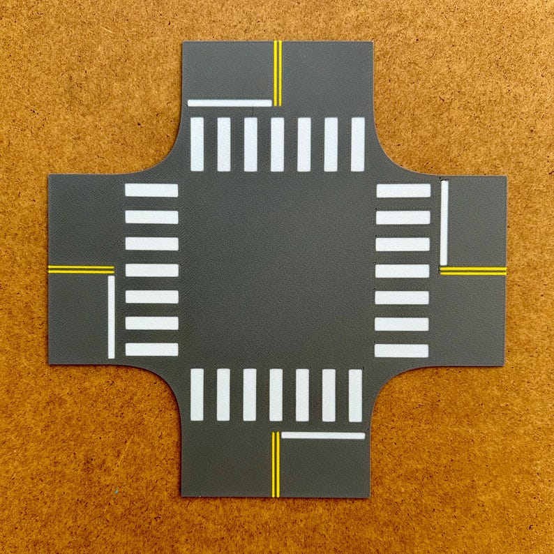 HO Scale 4-way All-stop Intersection Plate With Zebra Crosswalk 240 X ...
