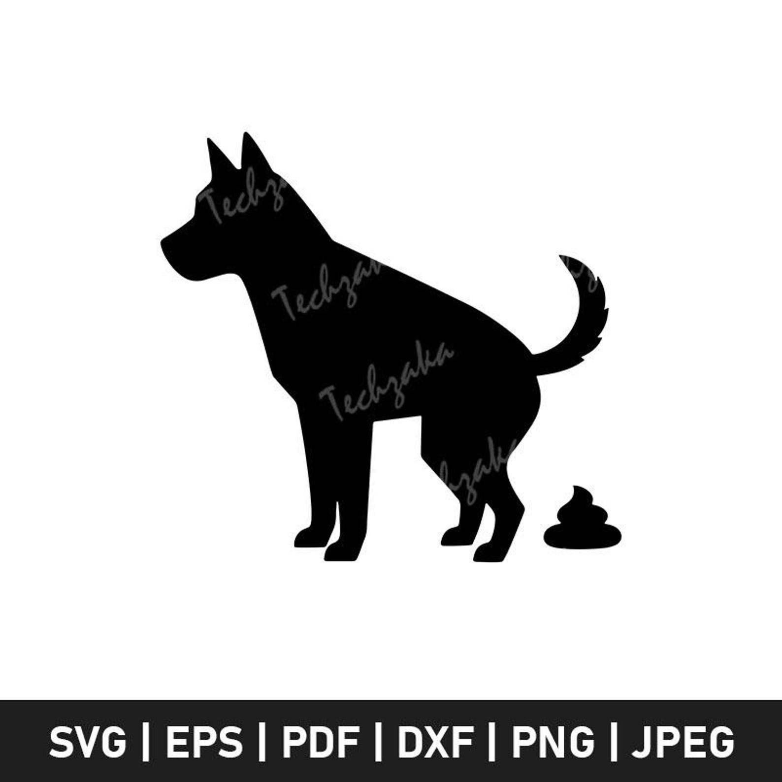 Dog Pooping SVG, Funny Dog Poop Silhouette, Pet Humor Cut File, Puppy ...