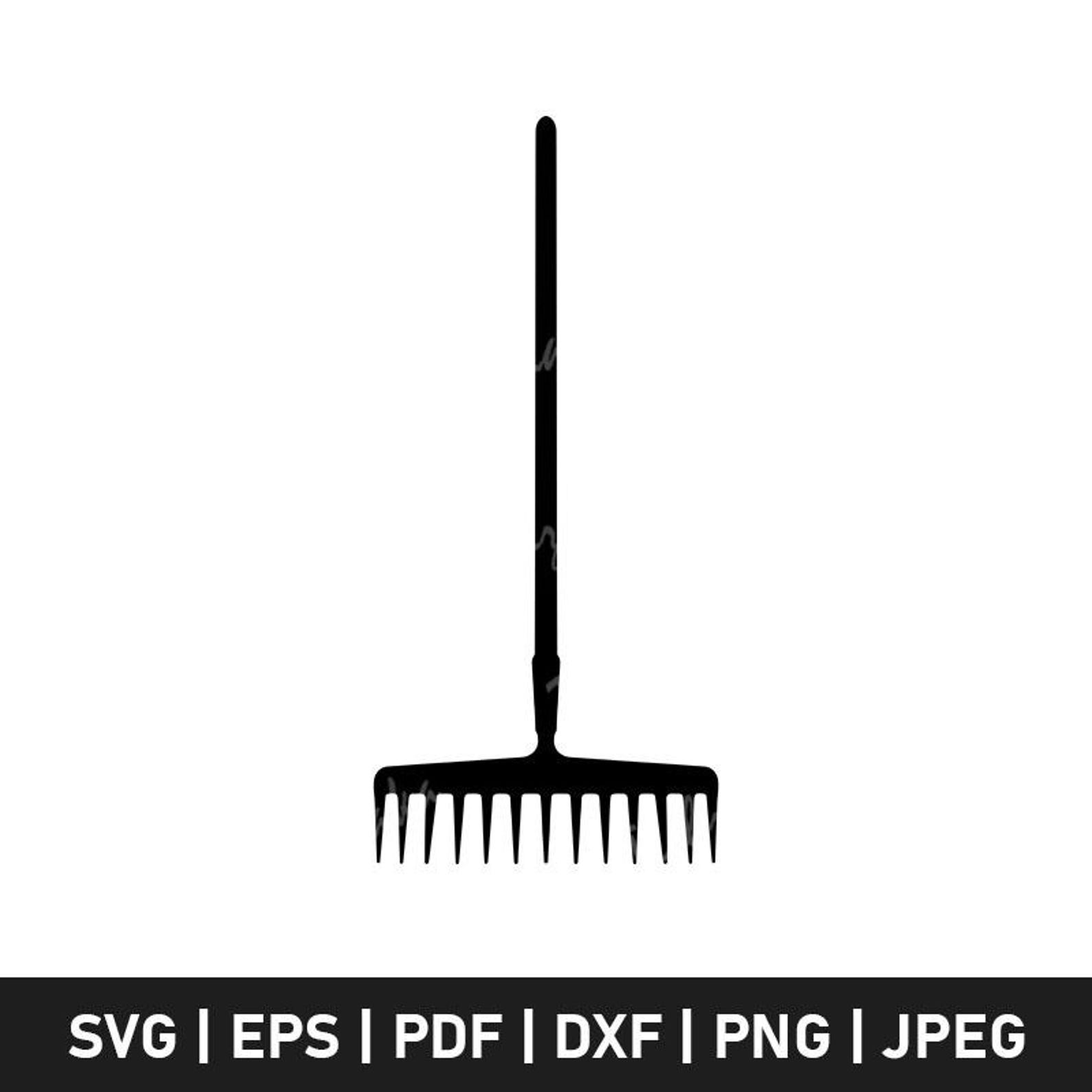 Garden Rake Svg, Gardening Tool Silhouette Svg, Yard Work Clipart, Lawn ...