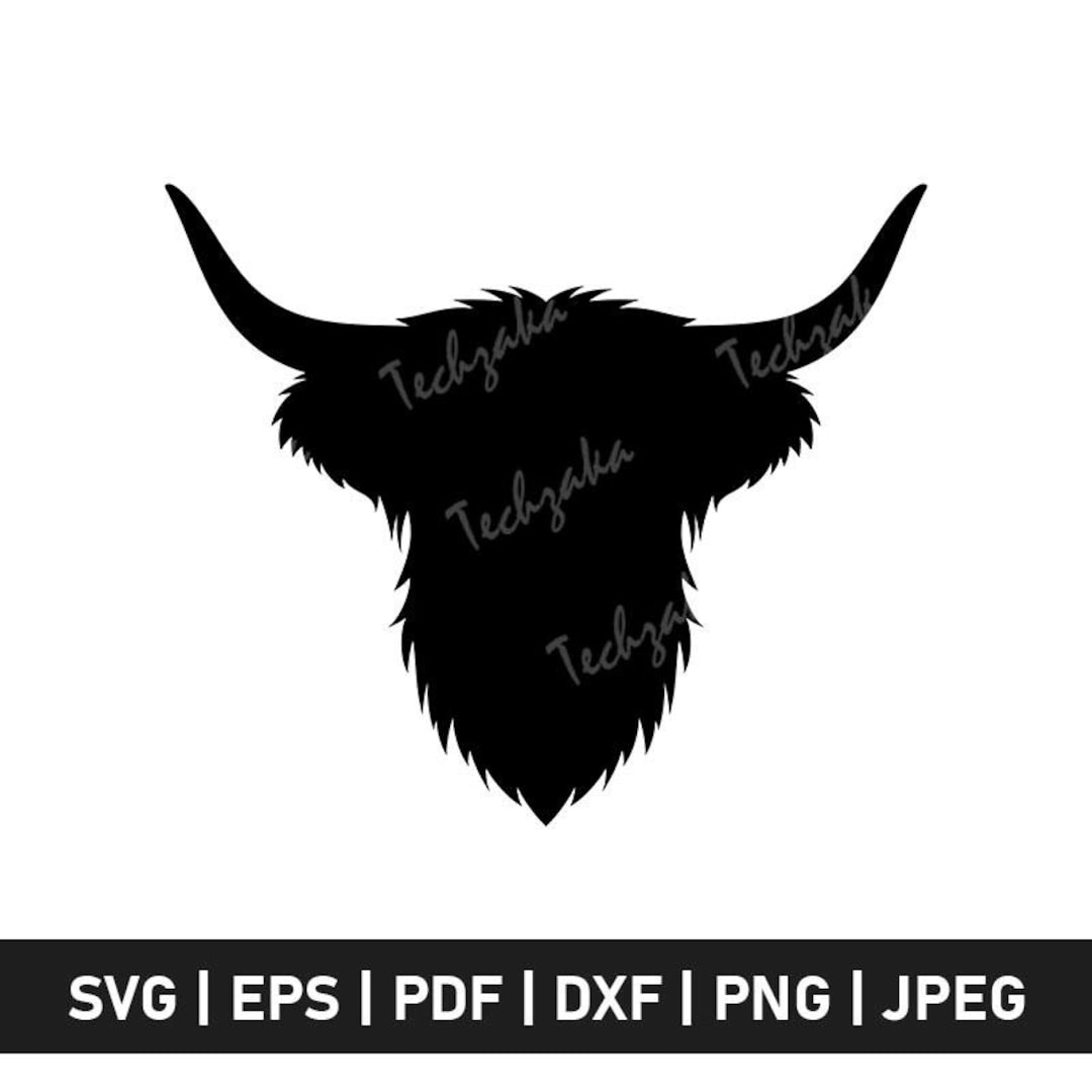 Highland Cow Head Svg, Highland Cow Head Silhouette, Png, Cricut, Laser ...