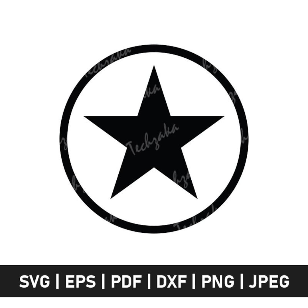 Simple Star Svg File, Circle Star Silhouette, Star Png, Star Dxf File ...