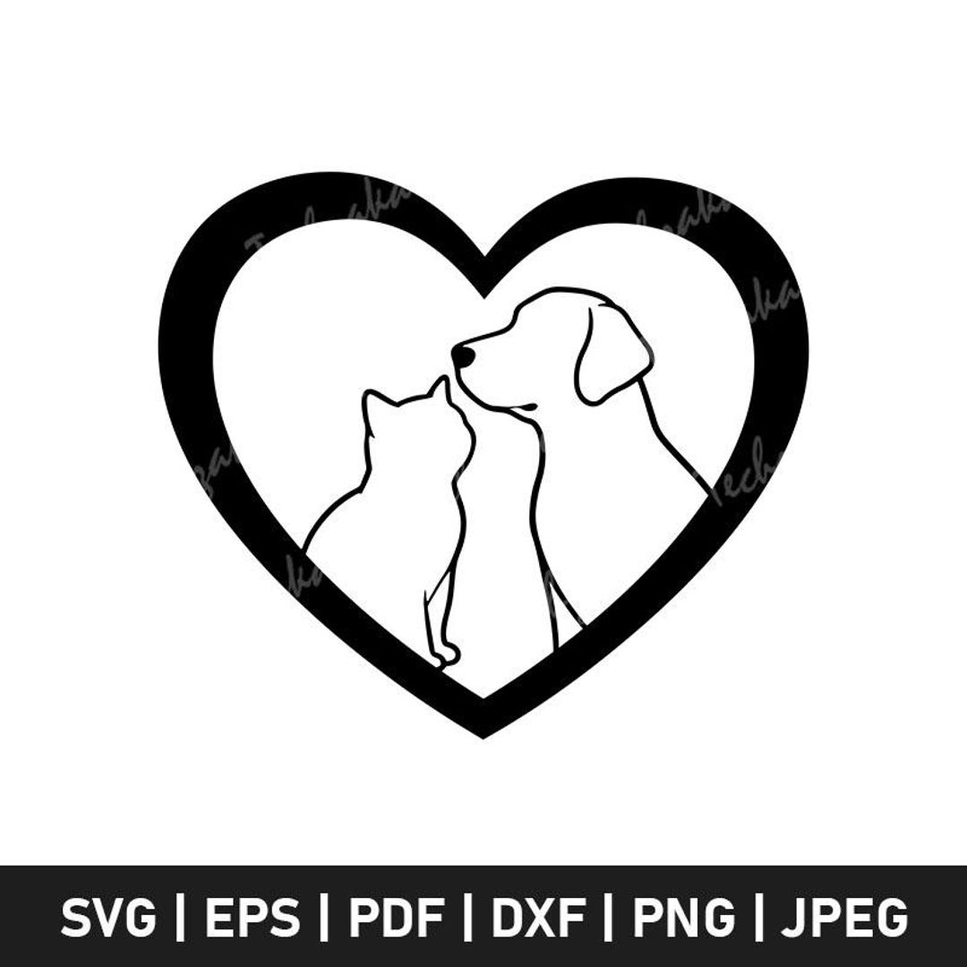 Dog and Cat Svg File, Cat and Dog Clipart, Pet Lover Svg, Dog and Cat ...