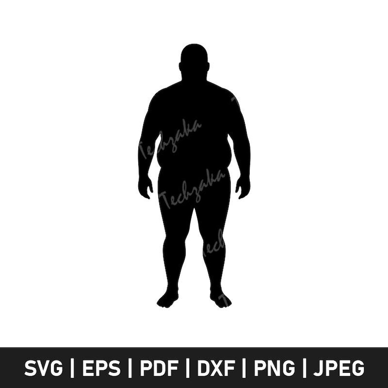 Fat Man Svg, Chubby Man Silhouette, Funny Body Shape Svg, Overweight ...