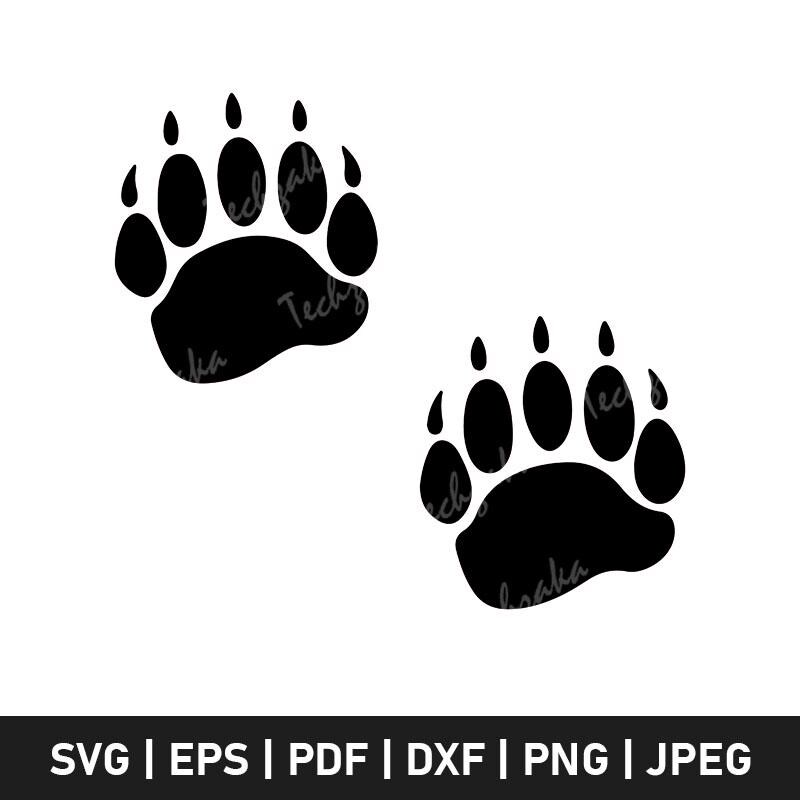 Grizzly Bear Paw Print SVG | Silhouette Bear Paw SVG | Bear Footprint ...