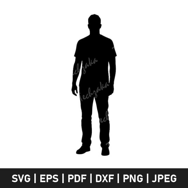 Adult Man Svg | Male Silhouette Clipart Png | Standing Man Svg Cut File ...