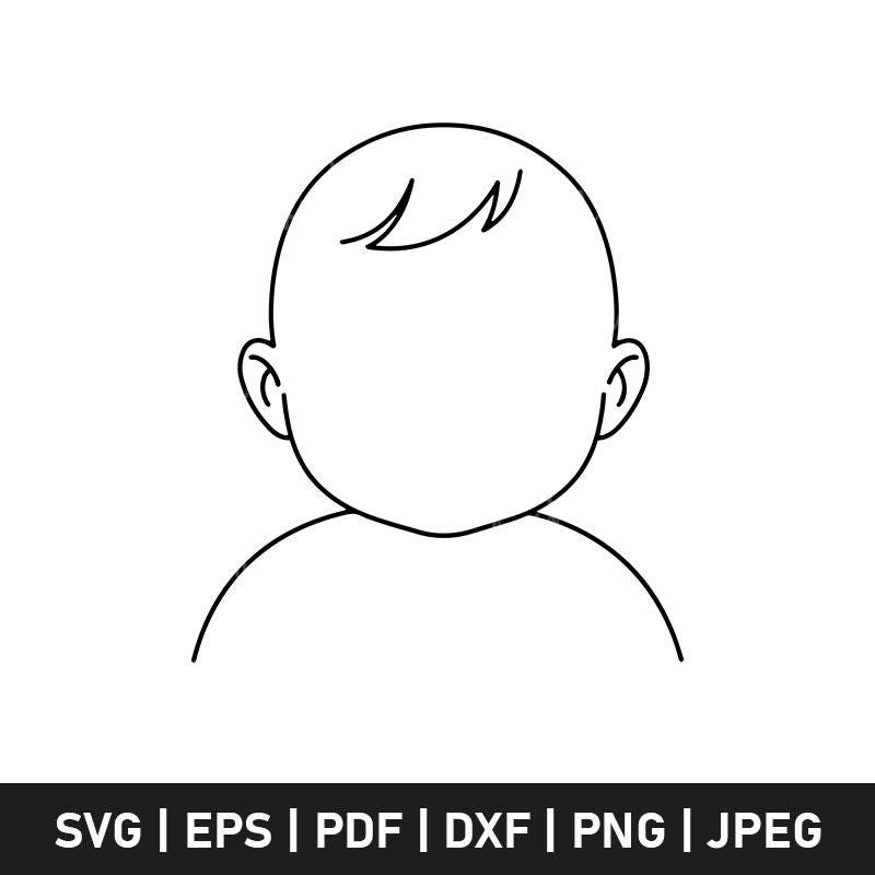 Baby Face Outline | Baby Boy SVG | Baby Boy PNG | Baby Boy Clipart ...