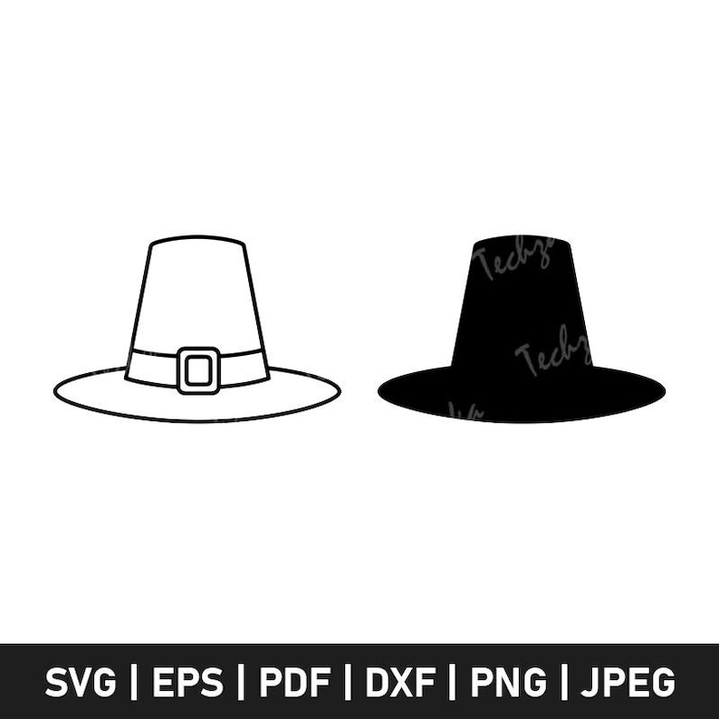 Pilgrim Hat SVG | Pilgrim Hat Outline | Thanksgiving Hat SVG | Pilgrim ...