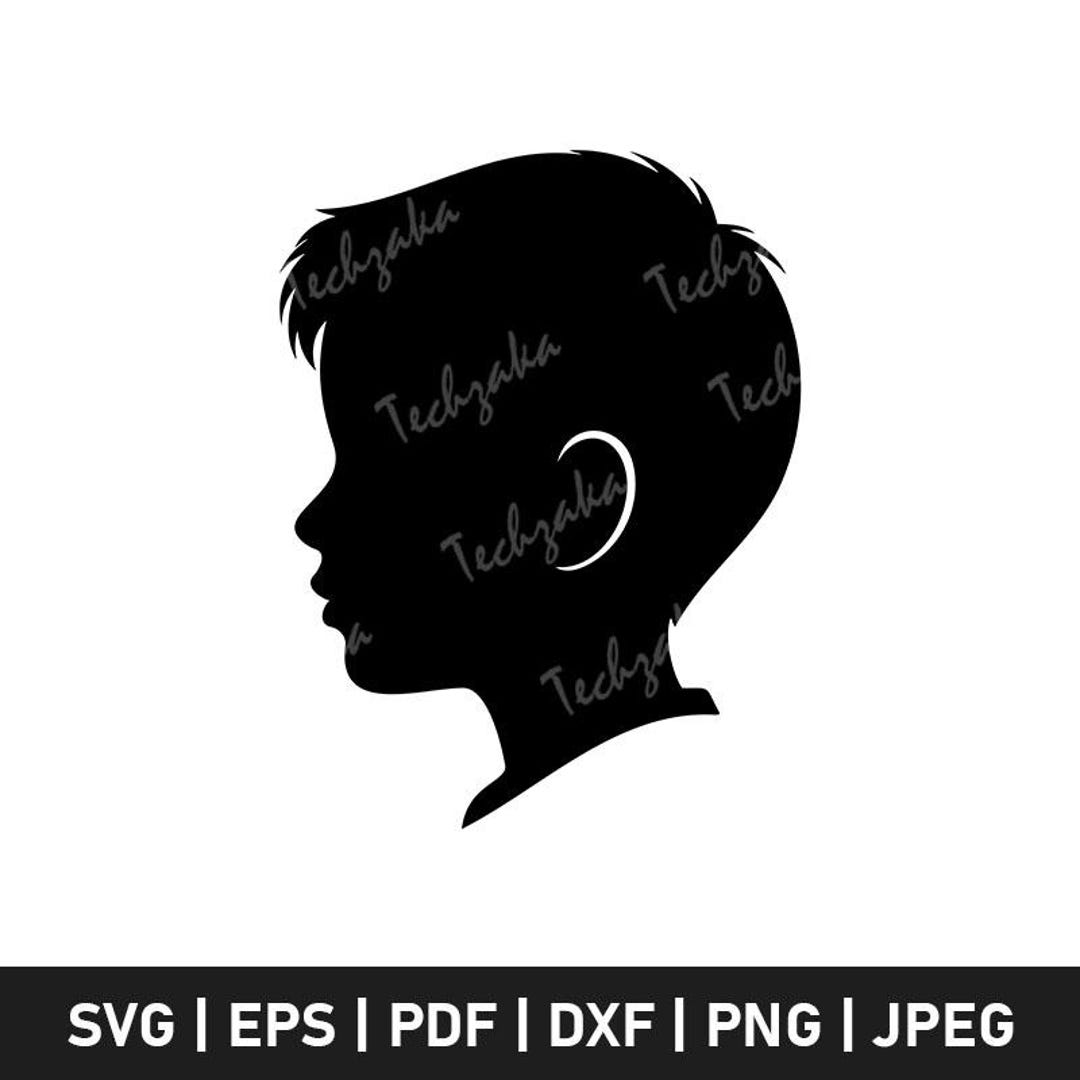 Young Boy Head SVG, Kid Face Silhouette, Child Face Clipart, Boy Head ...