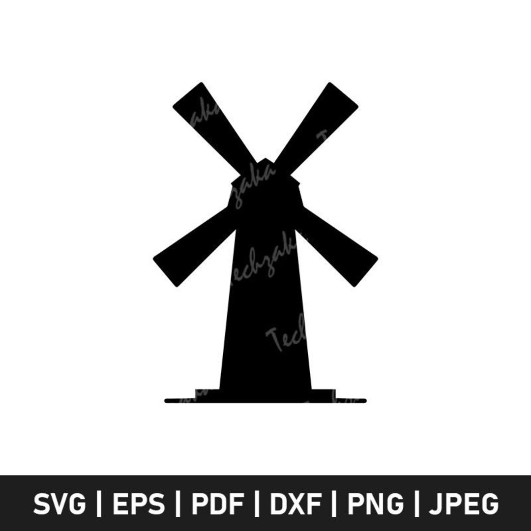 Windmill SVG, Farm Windmill Silhouette, Rustic Windmill Cut File for ...