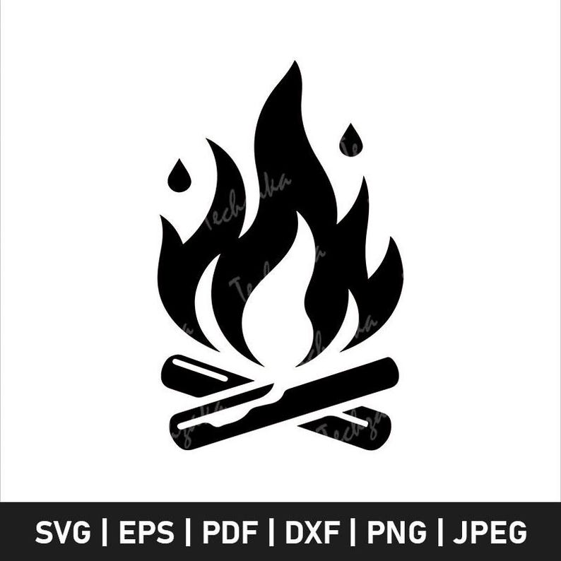 Campfire SVG, Camp Fire Silhouette, Camping SVG, Bonfire SVG, Outdoor ...