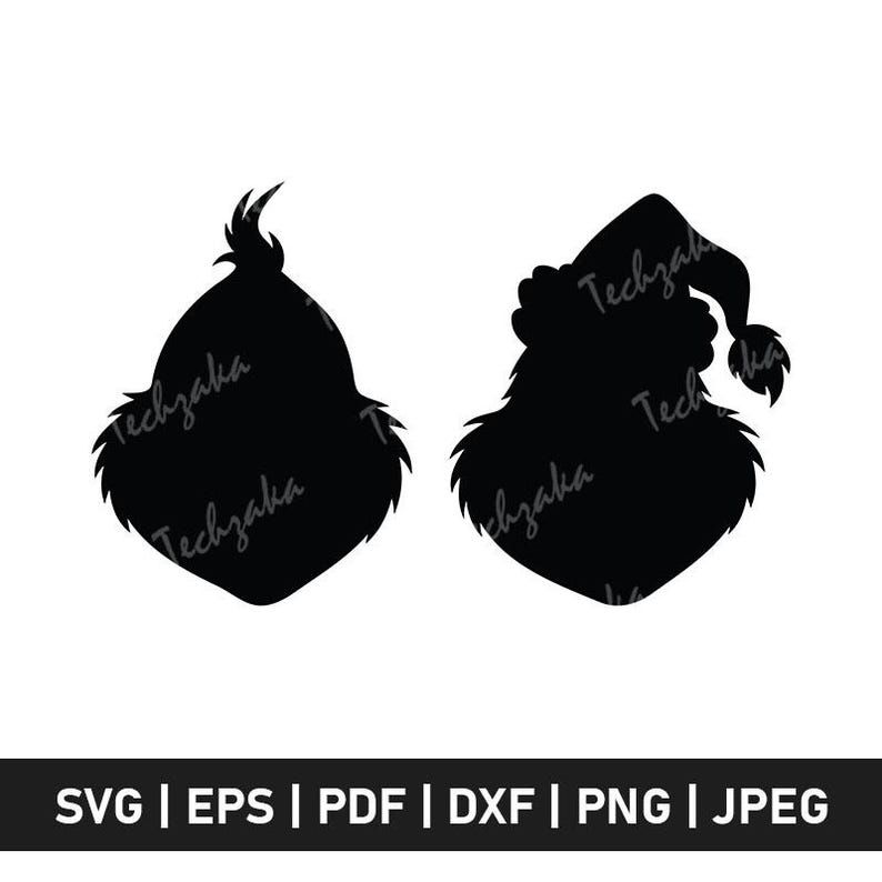 Grinch Face Svg File, Grinch Face Silhouette Svg, Grinch Head Svg ...
