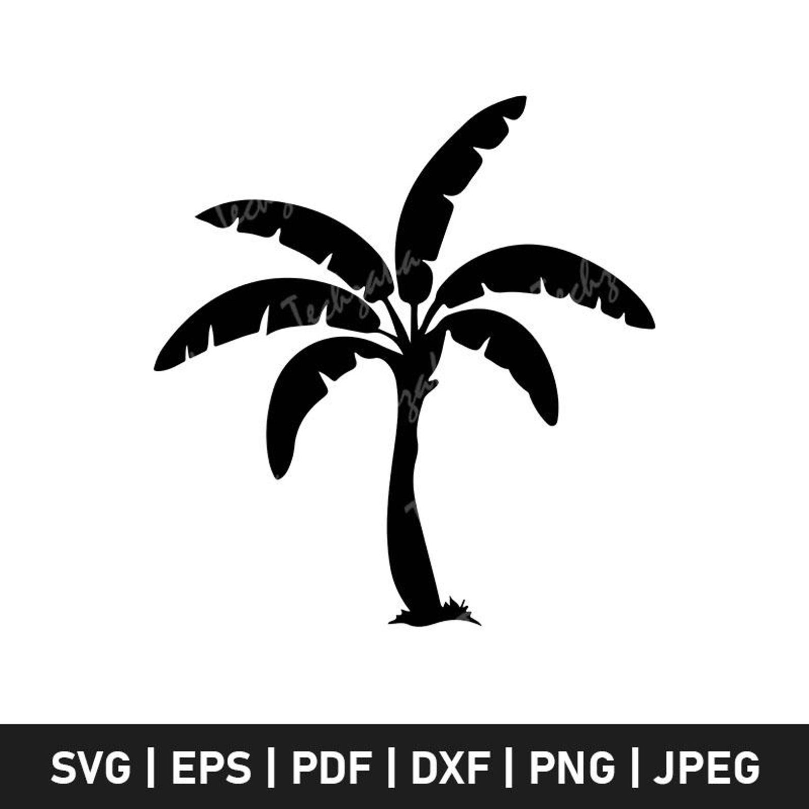 Banana Tree Svg Files, Banana Tree Silhouette, Svg, Eps, Pdf, Dxf, Png ...