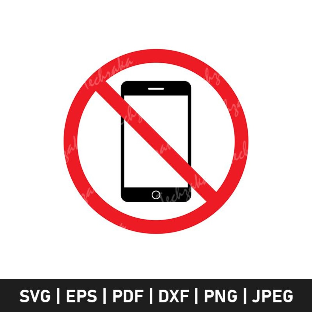 No Mobile Phone SVG, No Cell Phone Sign, Prohibited Phone Silhouette ...