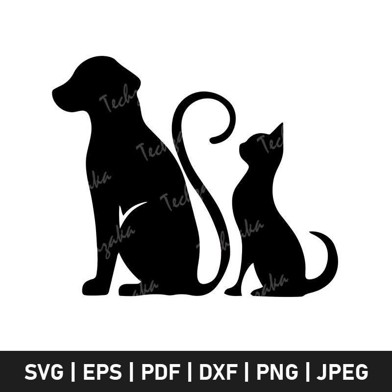 Dog and Cat SVG | Pet Silhouette SVG | Cat and Dog Clipart | Cut File ...