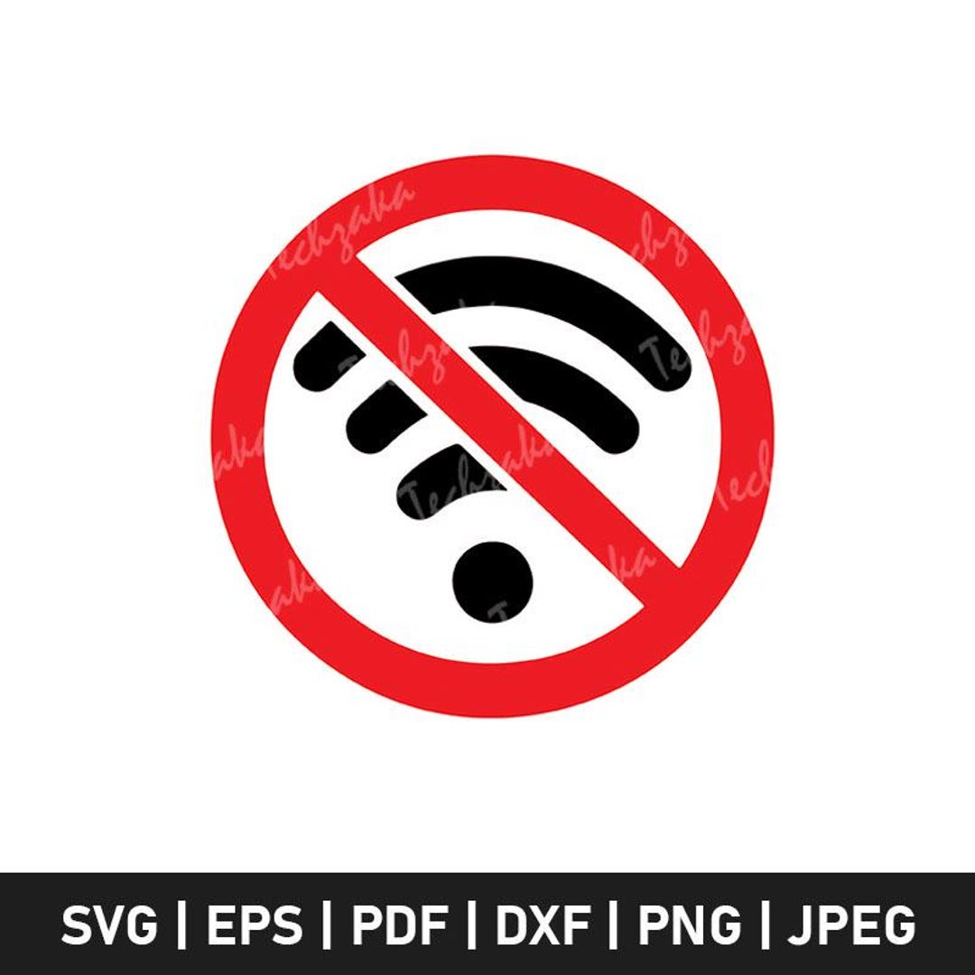 No Wifi Sign Svg, Wifi Icon Red Prohibition Sign, No Wifi Svg, Wifi ...