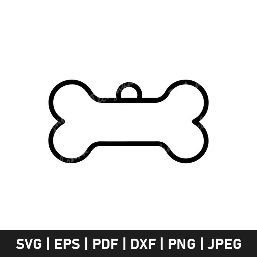 Dog Bone Tag Outline SVG File, Pet ID Tag Silhouette, Dog Bone PNG ...