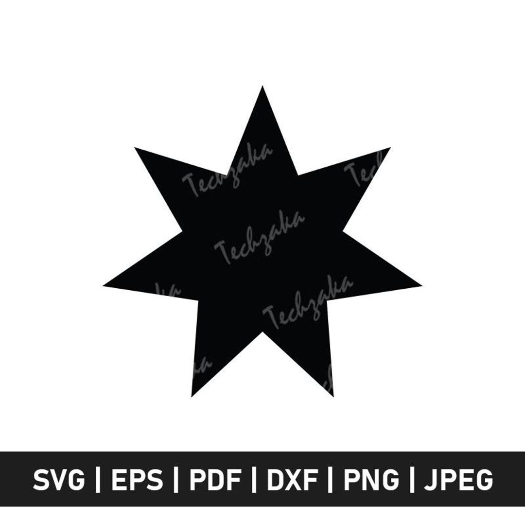 7 Point Star Svg, 7 Pointed Star Silhouette, Png, Cricut File, Laser ...
